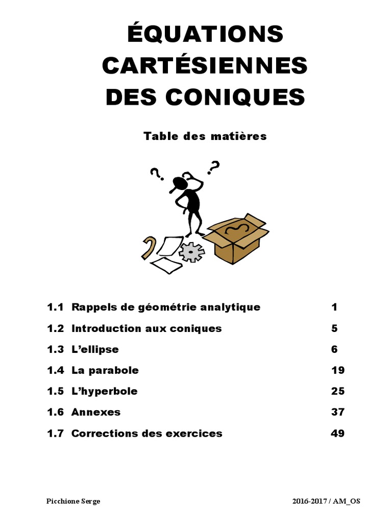 Équations des Coniques et Exercices | PDF | Cercle | Géométrie analytique