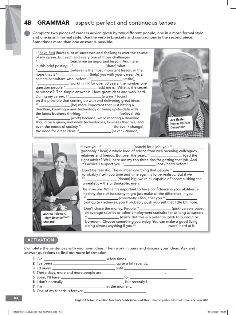 EF4e Adv Plus TG PCM Grammar 4B | PDF