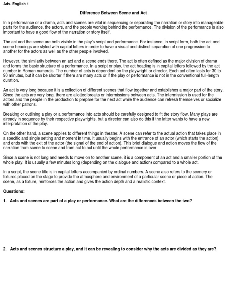 Difference Between Scene and Act | PDF