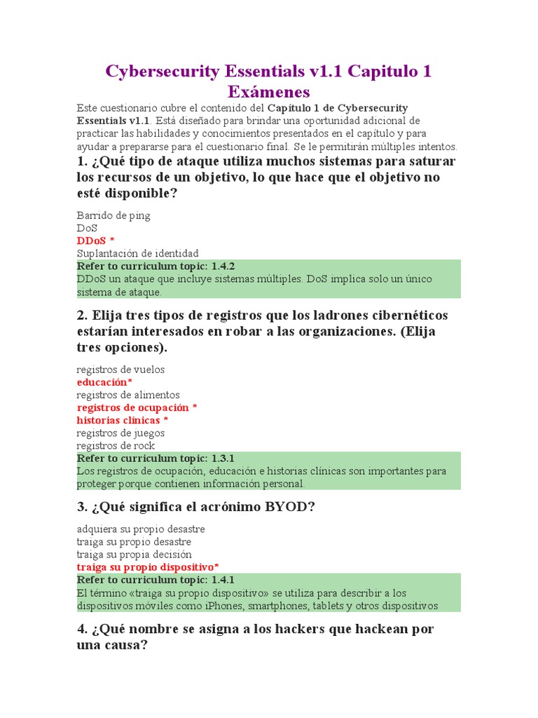 Cybersecurity Essentials v1 Exa Cap1 | PDF | Hacker de seguridad ...