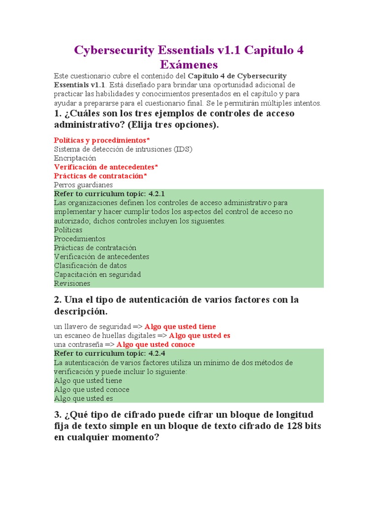 Cybersecurity Essentials v1 Exa cp4 | PDF | Cifrado | Clave (criptografía)