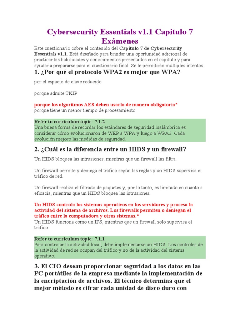 Cybersecurity Essentials v1 Exa cp7 | PDF | Contraseña | Cortafuegos (informática)