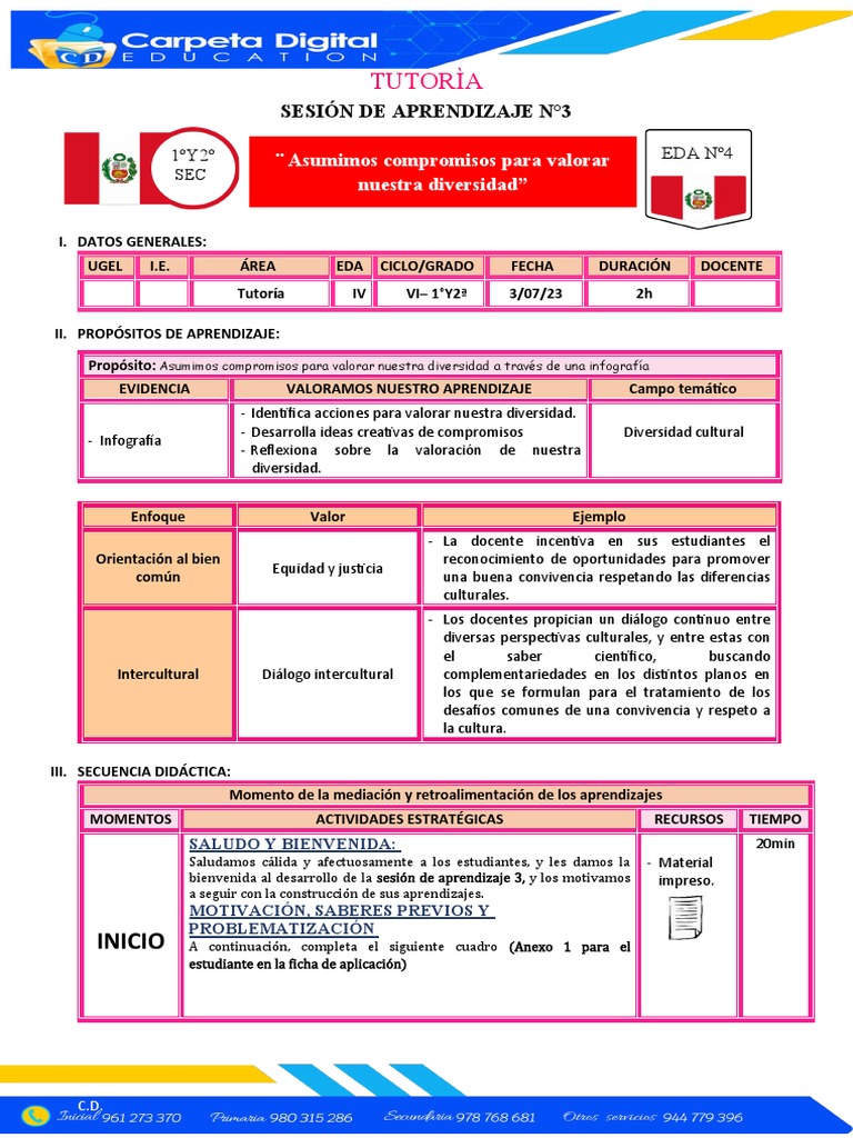 1° y 2°SESION DE APRENDIZAJE-SESIÓN.3-SEM.3-EXP.3-TUTORÍA | PDF | Aprendizaje | Cognición