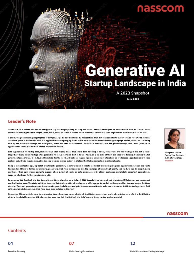 Generative AI Startup Landscape in India - Revised Version | PDF ...