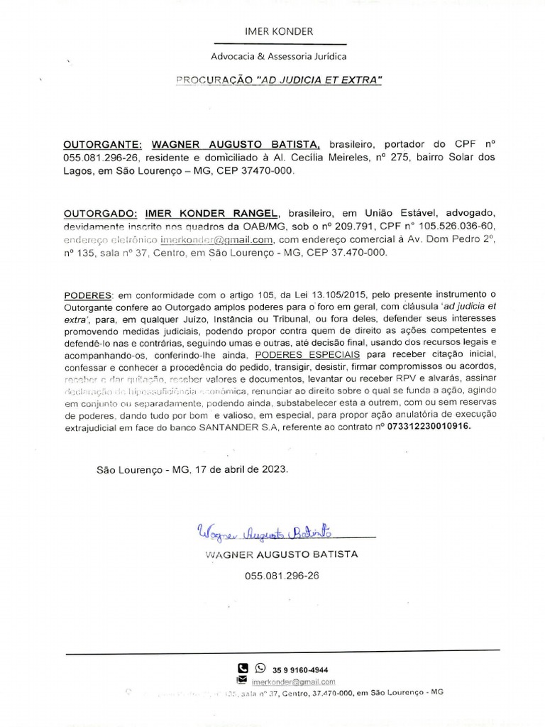 Procuracao - Wagner Augusto Batista | PDF