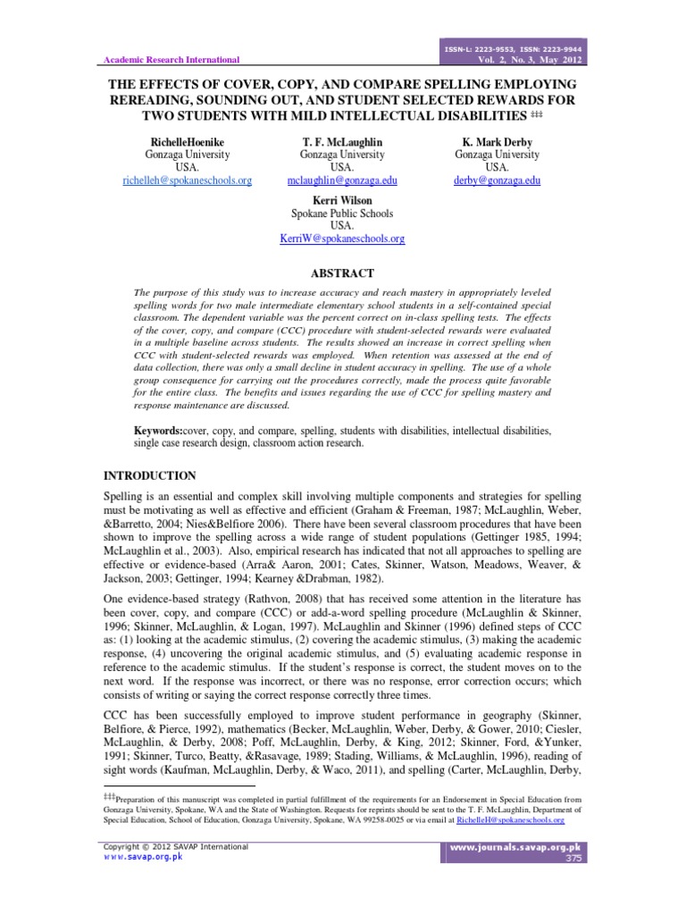 Effects of Cover, Copy and Compare | Download Free PDF | Special ...