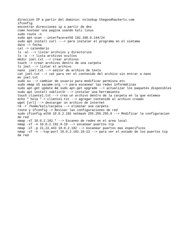 Comandos Kali Linux | PDF