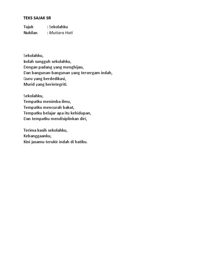 Teks Sajak SR | PDF