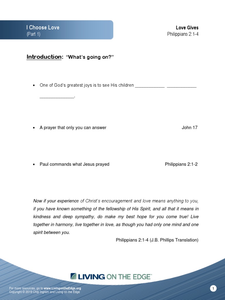 I Choose 2 Love 01 Love Gives | PDF | Epistle To The Philippians | Humility