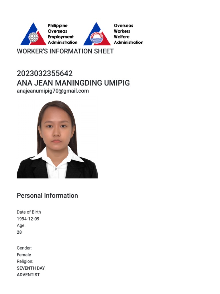 POEA E-REGISTRATION RESUME - Dmw.gov - PH - OnlineServices - Main ...