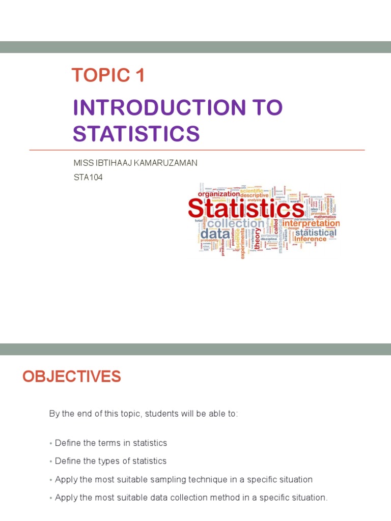 Topic 1 Introduction To Statistics Part 1 Pdf Statistics Level