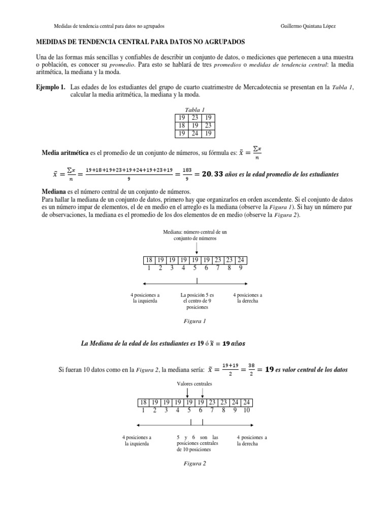 ACT - 3.5. Medidas de Tendencia Central para Datos NO Agrupados | PDF | Modo (Estadísticas ...