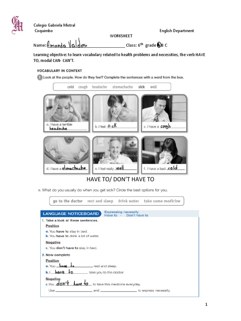 Worksheet Unit 1 Health Problems 6th Grade 2022 | PDF | Food And Drink