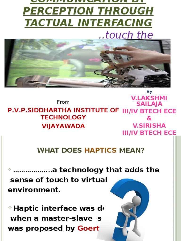 Communication by Perception Through Tactual Interfacing | PDF | Areas ...