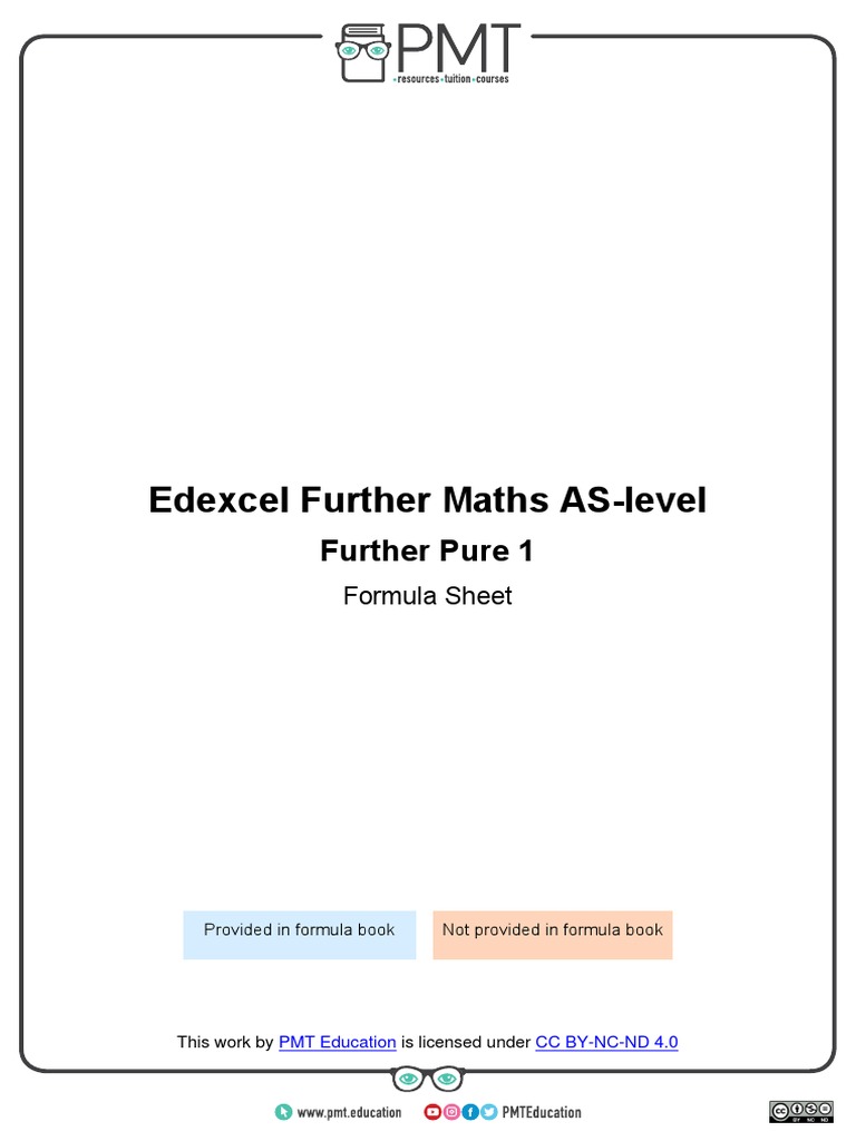 FP1 As-Level Formula Sheet | PDF | Equations | Differential Equations