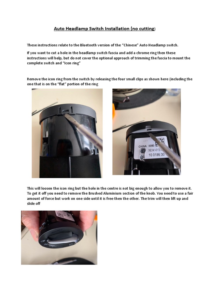 Auto Headlights Install PDF | PDF | Headlamp | Car