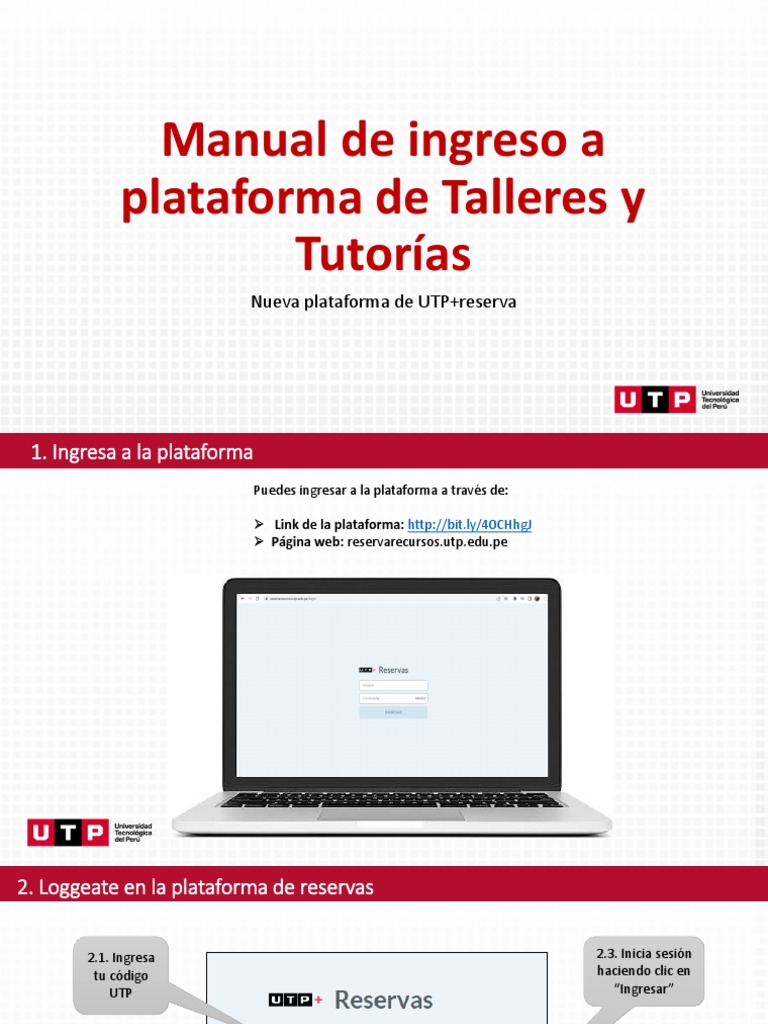 Manual de Ingreso a Plataforma de Talleres y Tutorías UTP+Reserva | PDF | Software | Ingeniería ...
