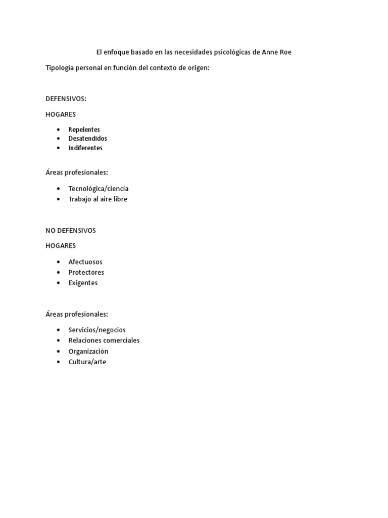 Enfoque Anne Roe | PDF | Crecimiento personal y profesional