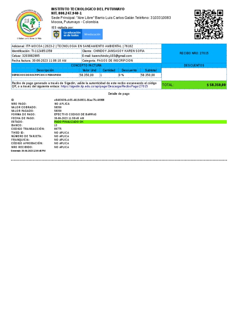 Sede Principal: "Aire Libre" Barrio Luis Carlos Galán Teléfono ...