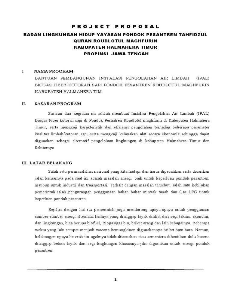 Dokumen - Tips Proposal Ipal Biogas Sapi Fiberdocx | PDF