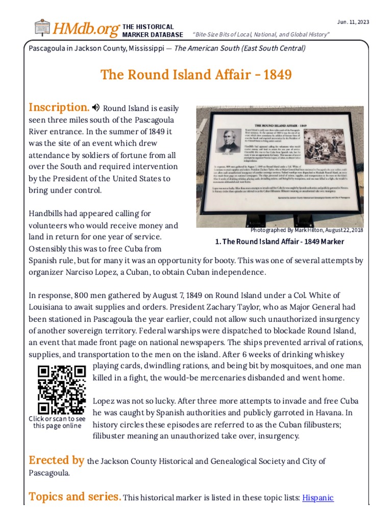 The Round Island Affair - 1849 Historical Marker | PDF | Conflicts ...