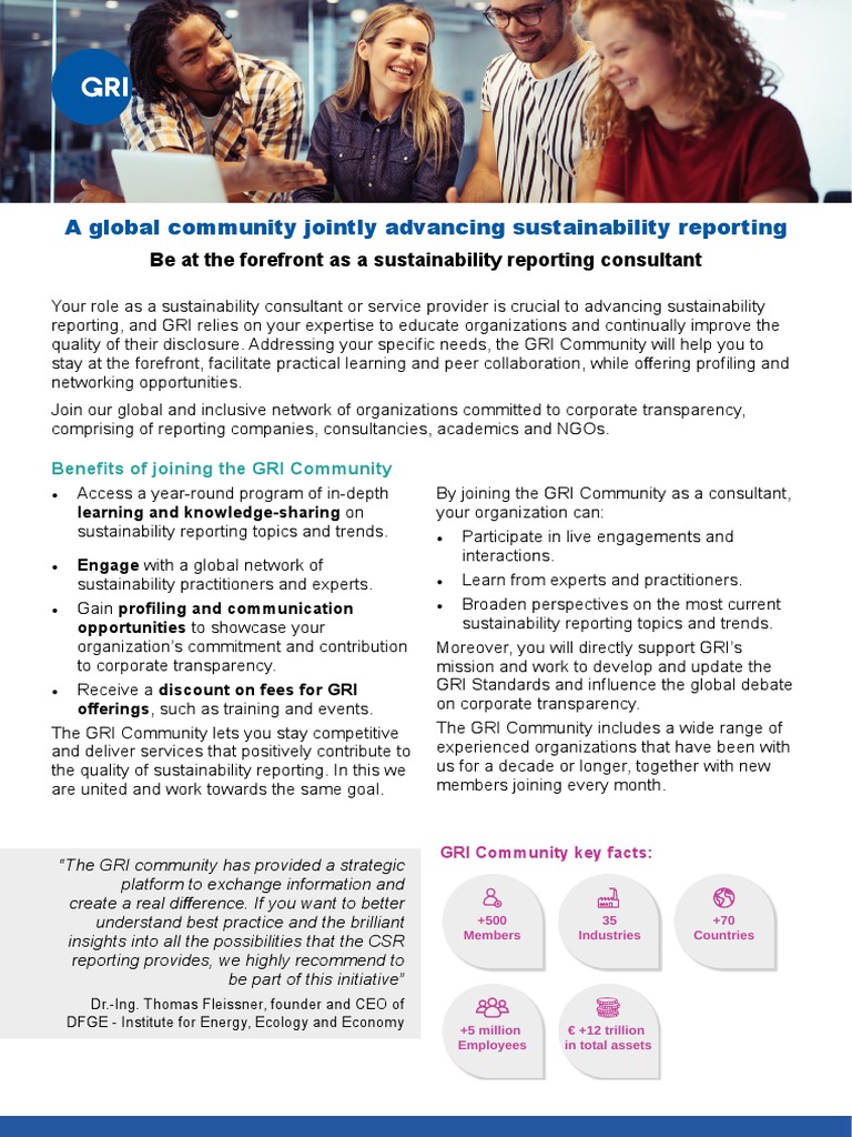 Join the GRI Community for Consultants | PDF | Consultant | Sustainability