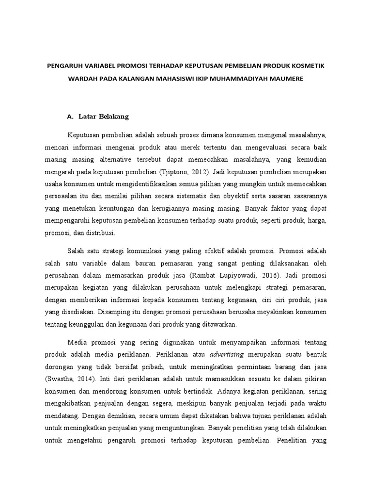 PROPOSAL (Promosi Terhadap Keputusan Pembelian) | PDF