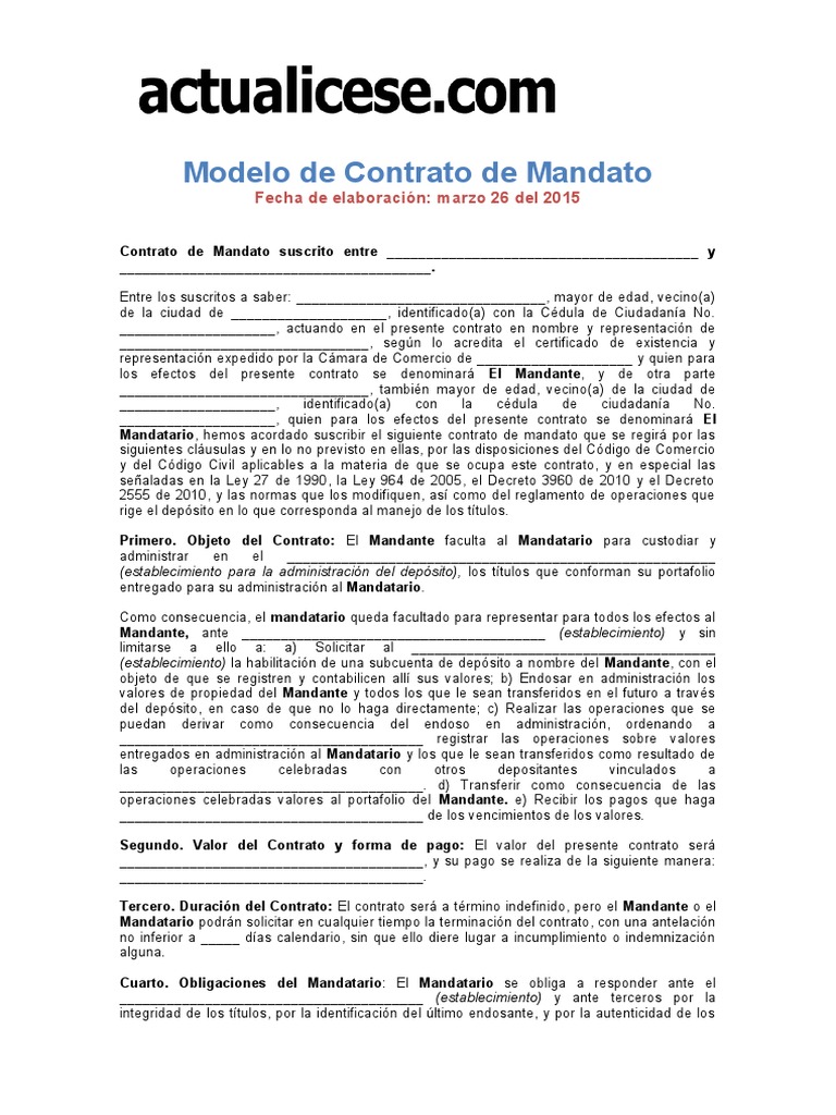 Contrato Mandato | PDF | Gobierno | Justicia