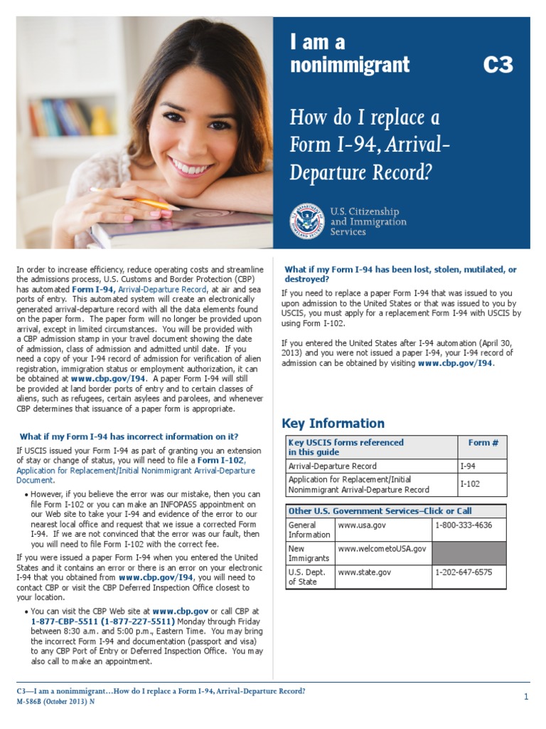 How Do I Replace A Form I-94, Arrival-Departure Record?: Iama ...