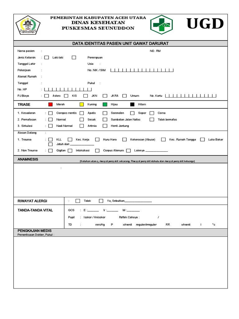 Data Identitas Pasien UGD Aceh Utara | PDF