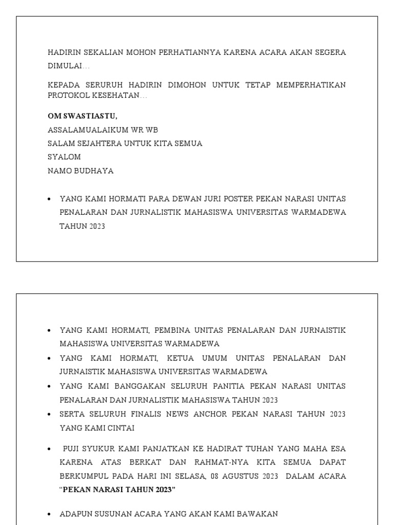 Teks MC News Anchor 8 Agustus 2023 | PDF