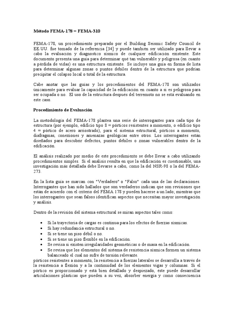 Método FEMA | PDF | Fundación (Ingeniería) | Viga (Estructura)