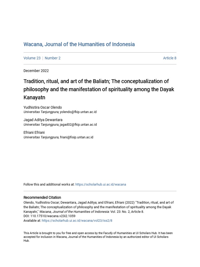 Tradition Ritual and Art of The Baliatn The Conceptualization | PDF ...