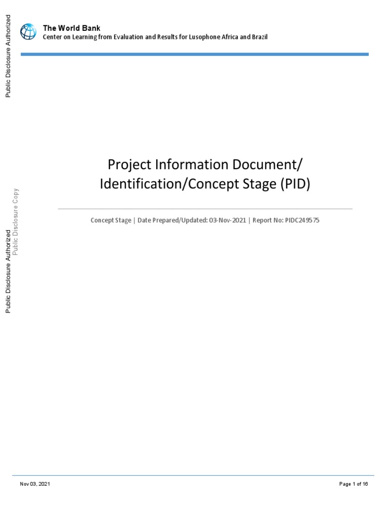 Project Information Document/ Identification/Concept Stage (PID) | PDF ...