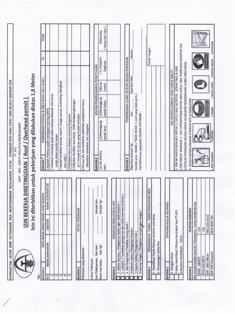 Form Ijin Kerja Ketinggian-JSA | PDF