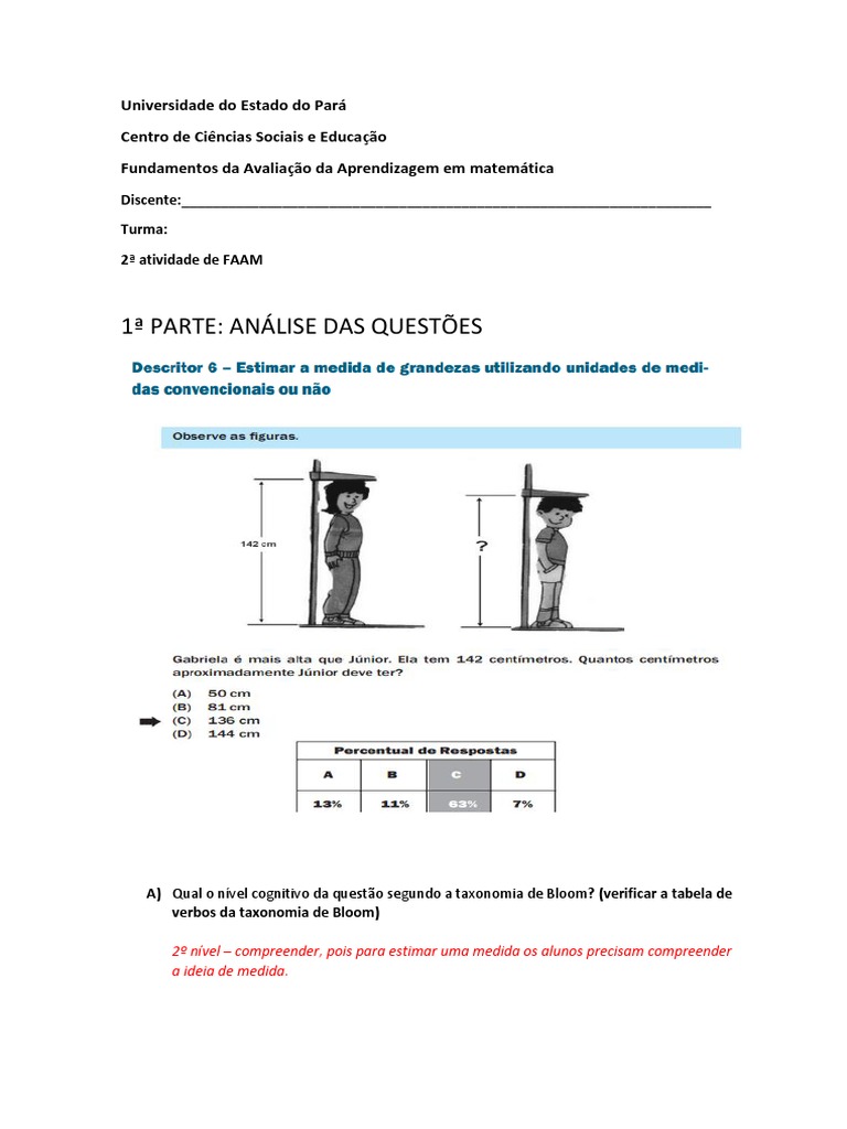 Modelo Da 2a Atividade de Faam Análise de Questões | PDF | Science