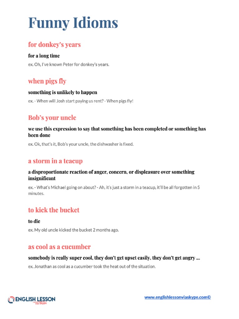 Funny English Idioms | PDF