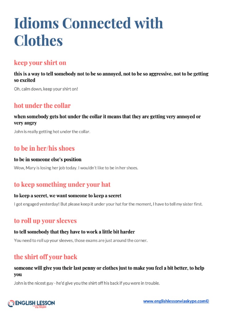 English Idioms related to Clothes | PDF