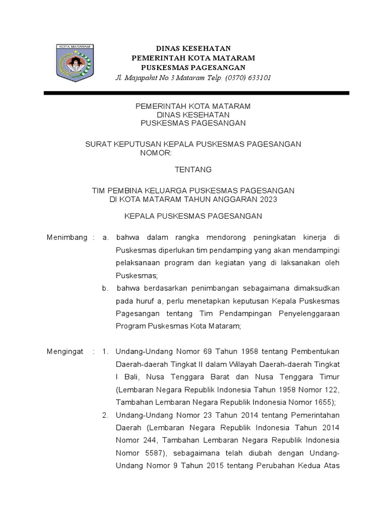 SK - Tim Pendamping Keluarga | PDF