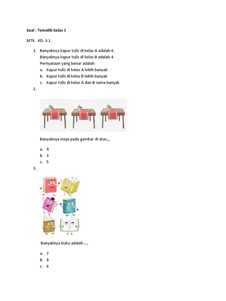 Soal Tema 1 Kelas 1 | PDF
