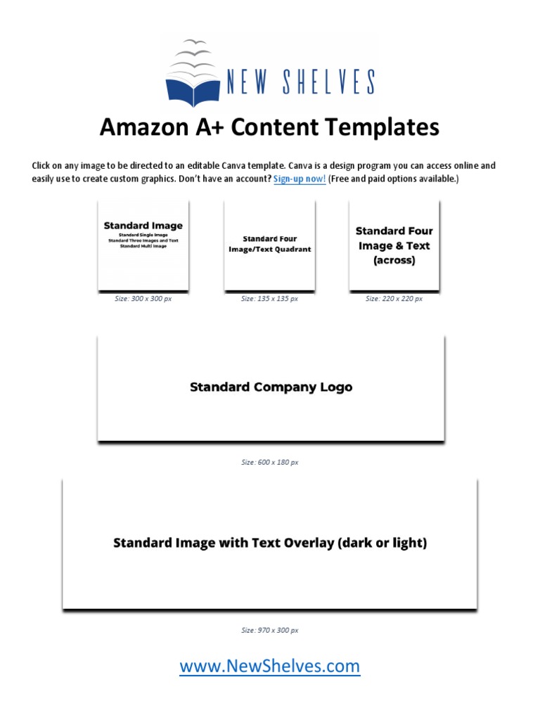 New Shelves Book Amazon A+ Template | PDF