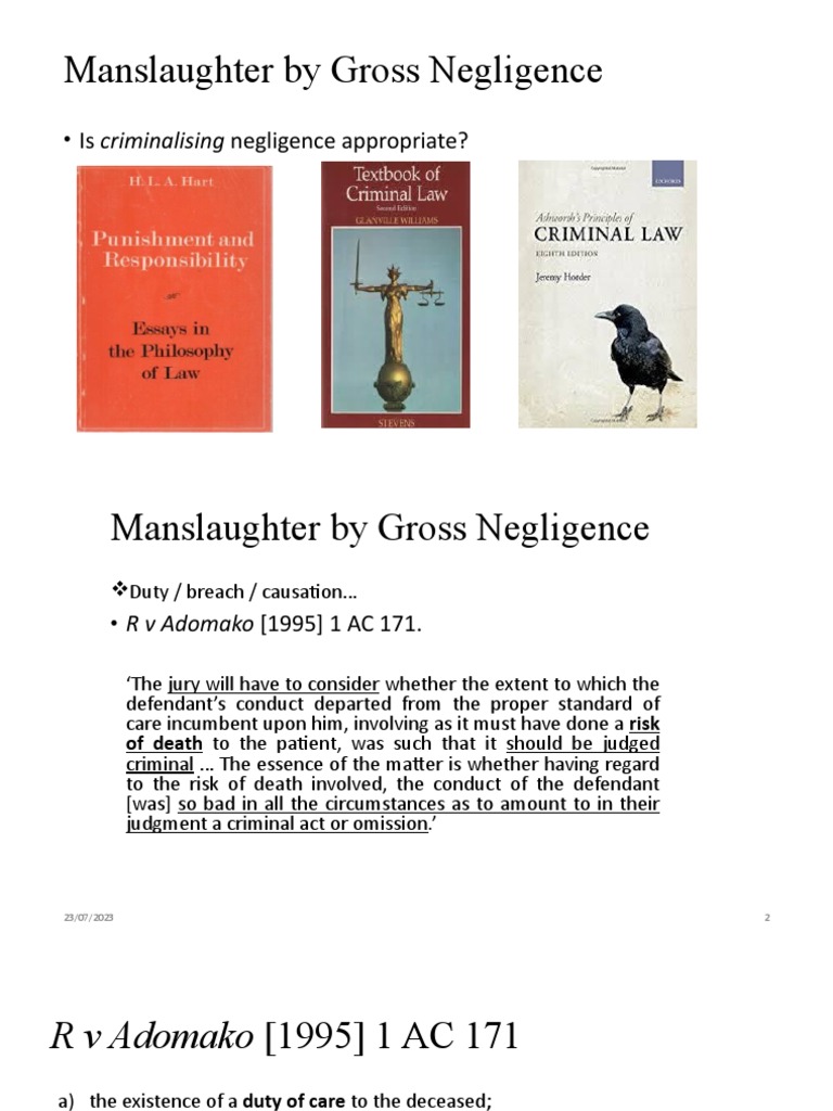 Gross Negligence Manslaughter Law | PDF | Manslaughter | Negligence