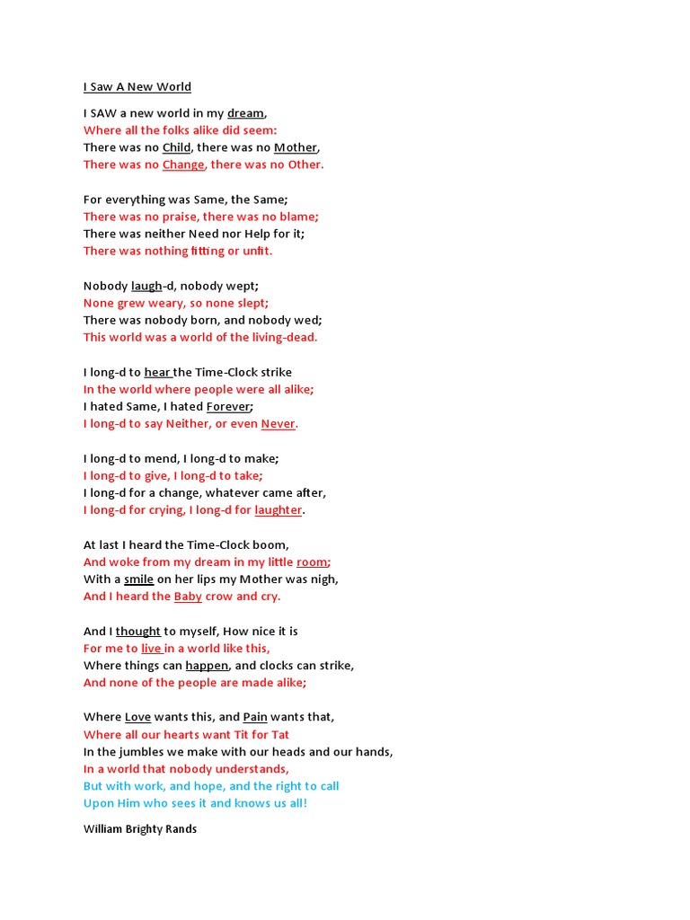 I Saw A New World: Poem Analysis | PDF