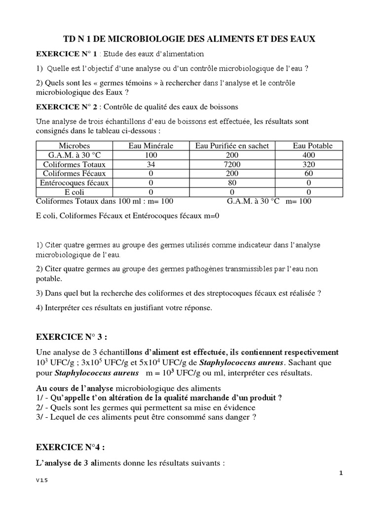 TD 1 Microbio Cours 2 | Descargar gratis PDF | Microbiologie | Staphylococcus