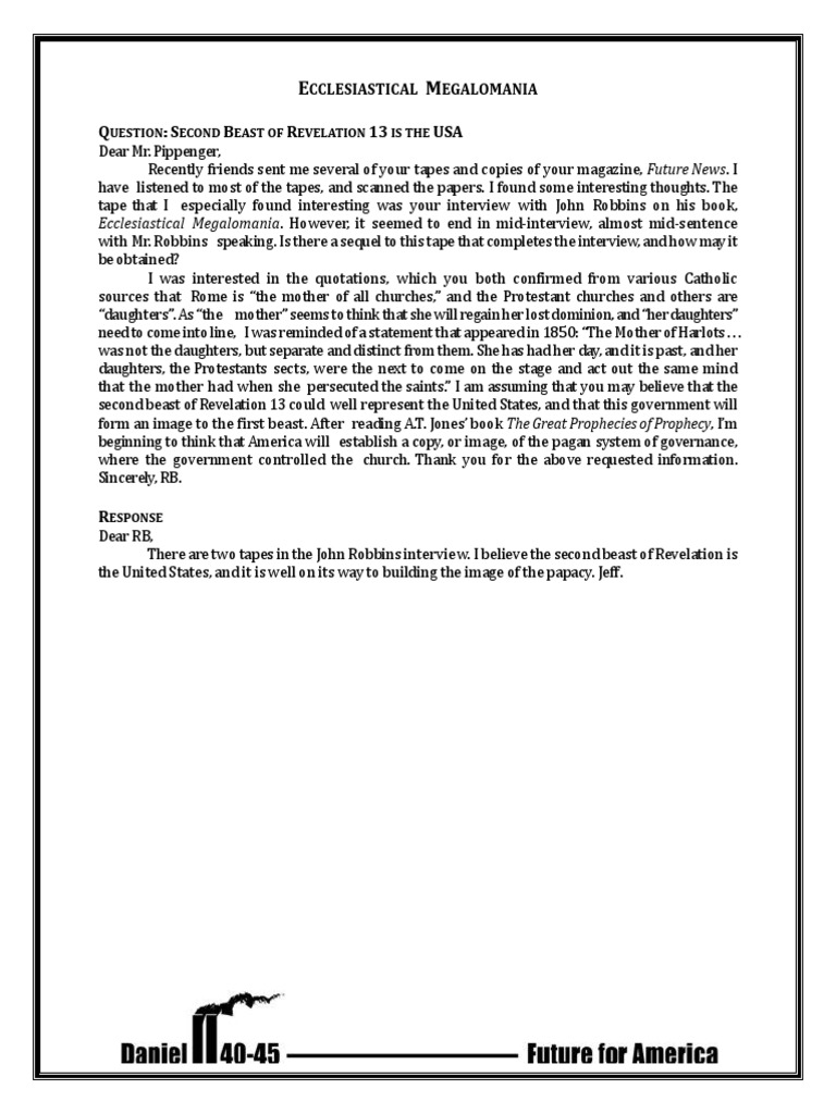 Ecclesiastical Megalomania Insights | PDF