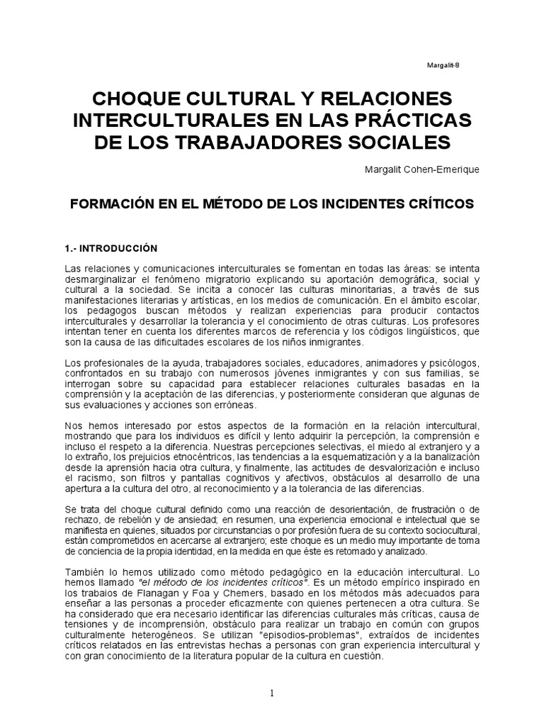 Choque Cultural y Relaciones Interculturales | PDF | Familia | Trabajo ...