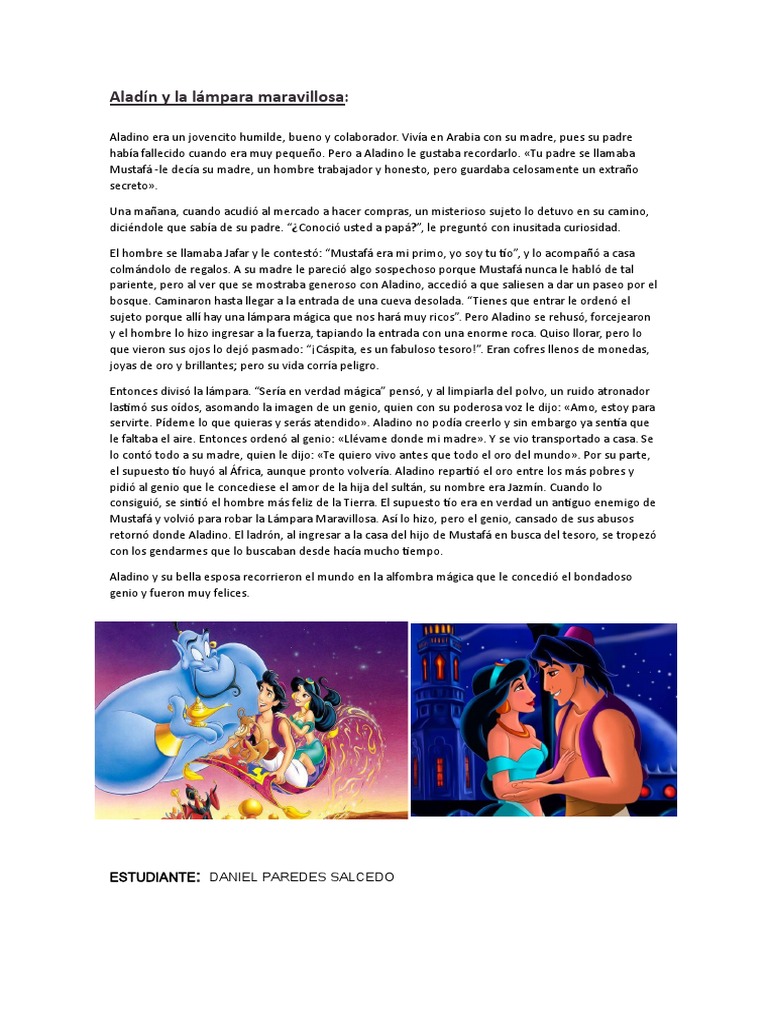 Aladín y la lámpara maravillosa - Cuento | PDF | Genios