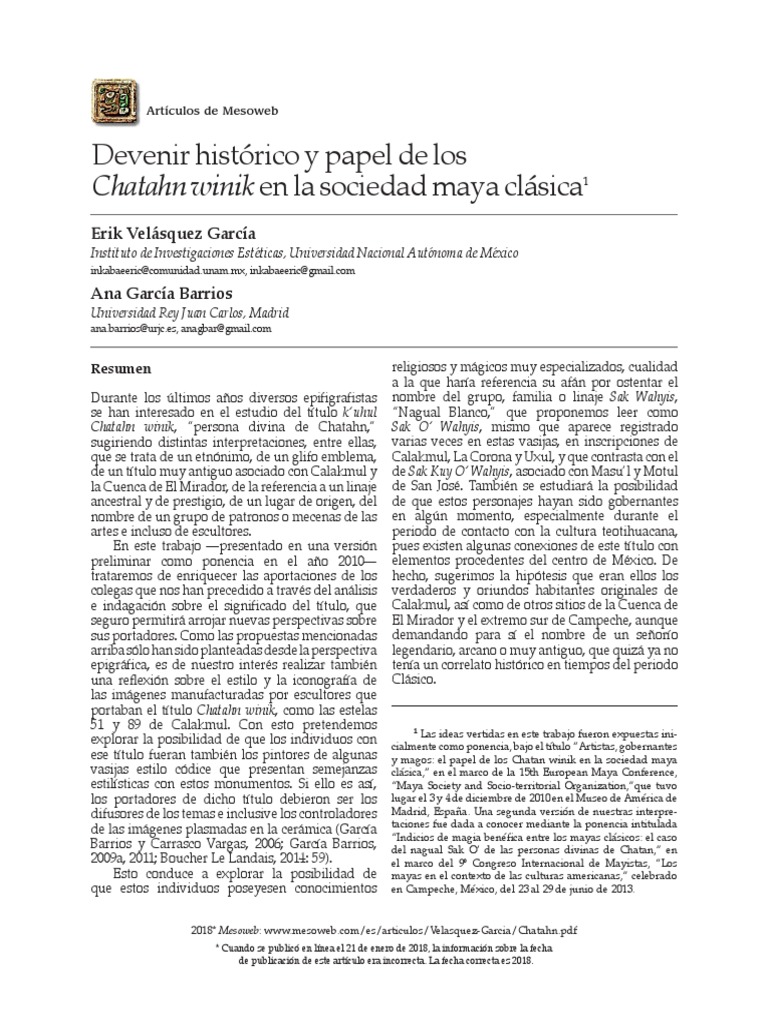 Devenir Histórico y Papel de Los Chatah Winik | PDF | Civilización maya ...