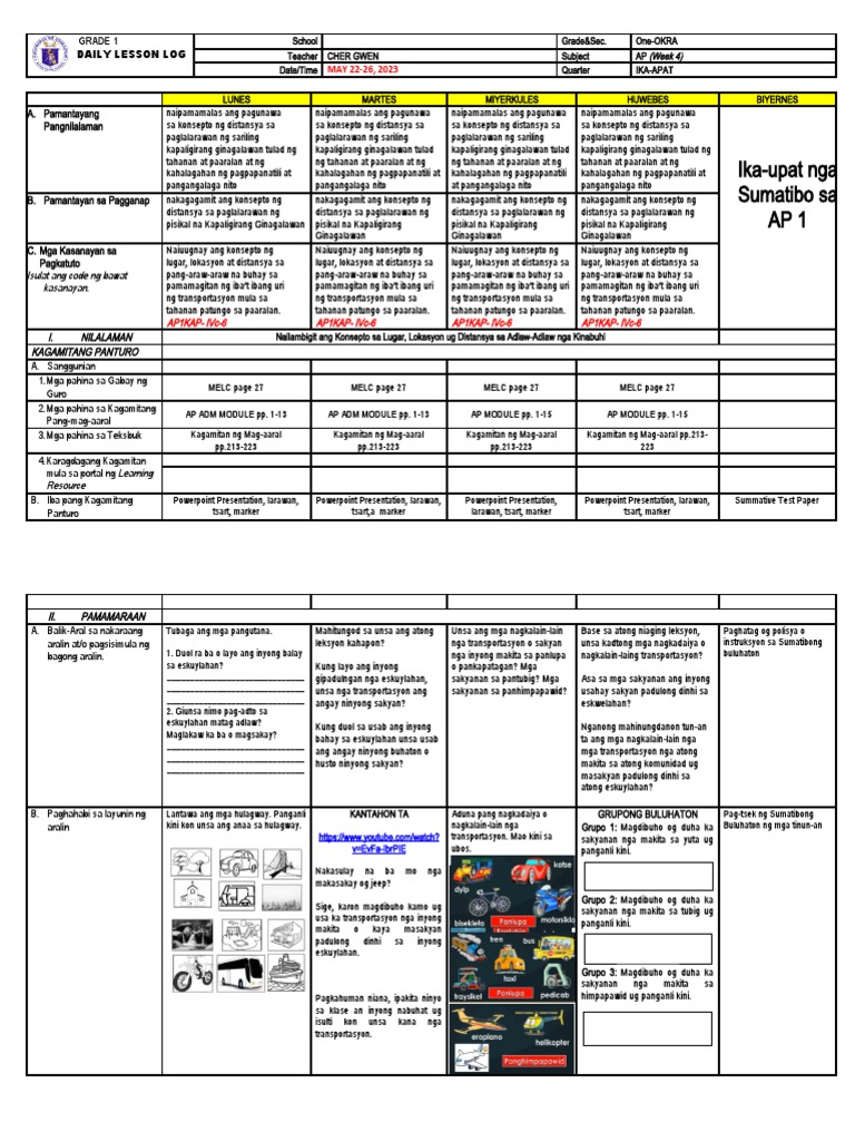 Q4 - DLL - Ap1 - Week 4 | PDF