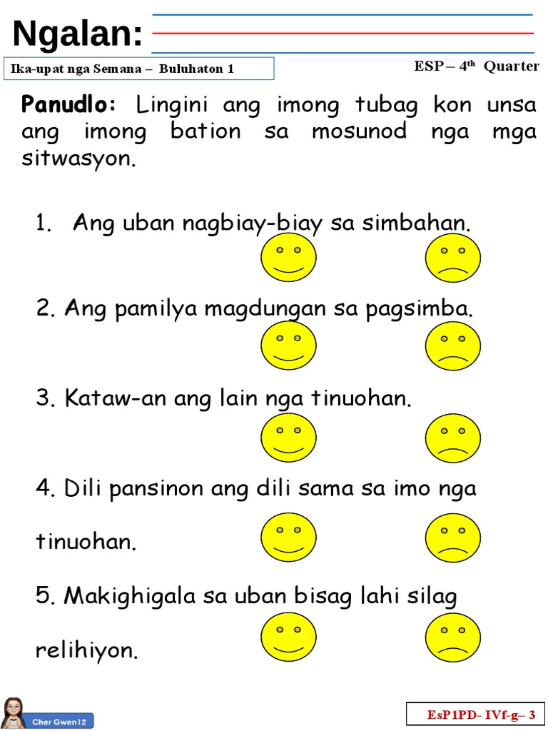 ESP Worksheets Q4-W4 | PDF